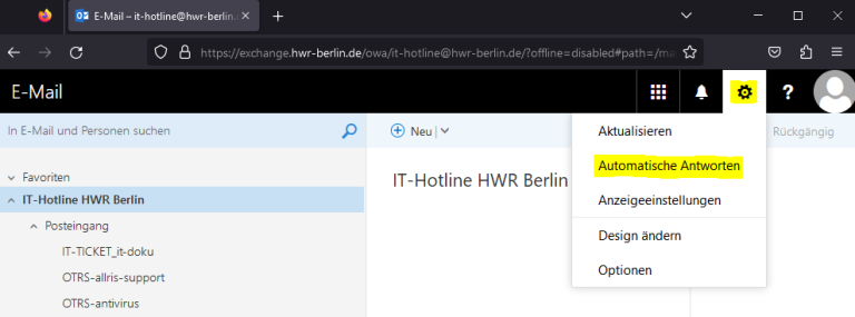 Automatische Antworten in Outlook – Informationstechnologie